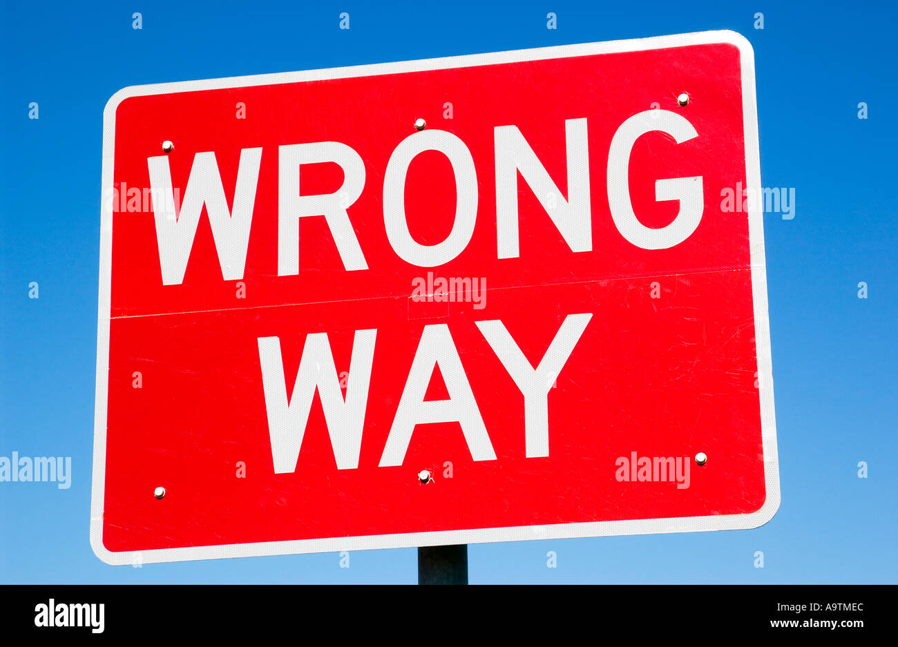 Stock photo showing Wrong way sign on Interstate USA Stock Photo - Alamy