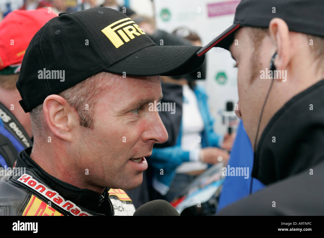 Ian Lougher interviewed in parc ferme at the North West 200 Road Races ...