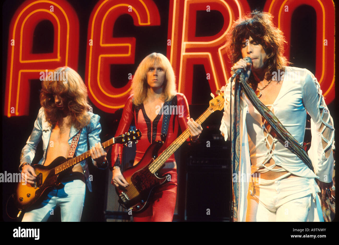 AEROSMITH US rock group about 1975. Photo Jeffrey Mayer Stock Photo - Alamy