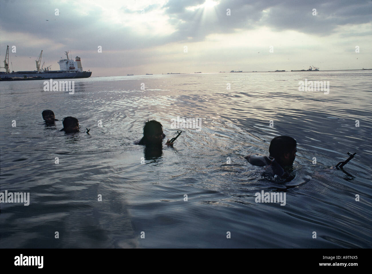 Philippines Coast guard Anti-Seajacking unit during a training exercise ...