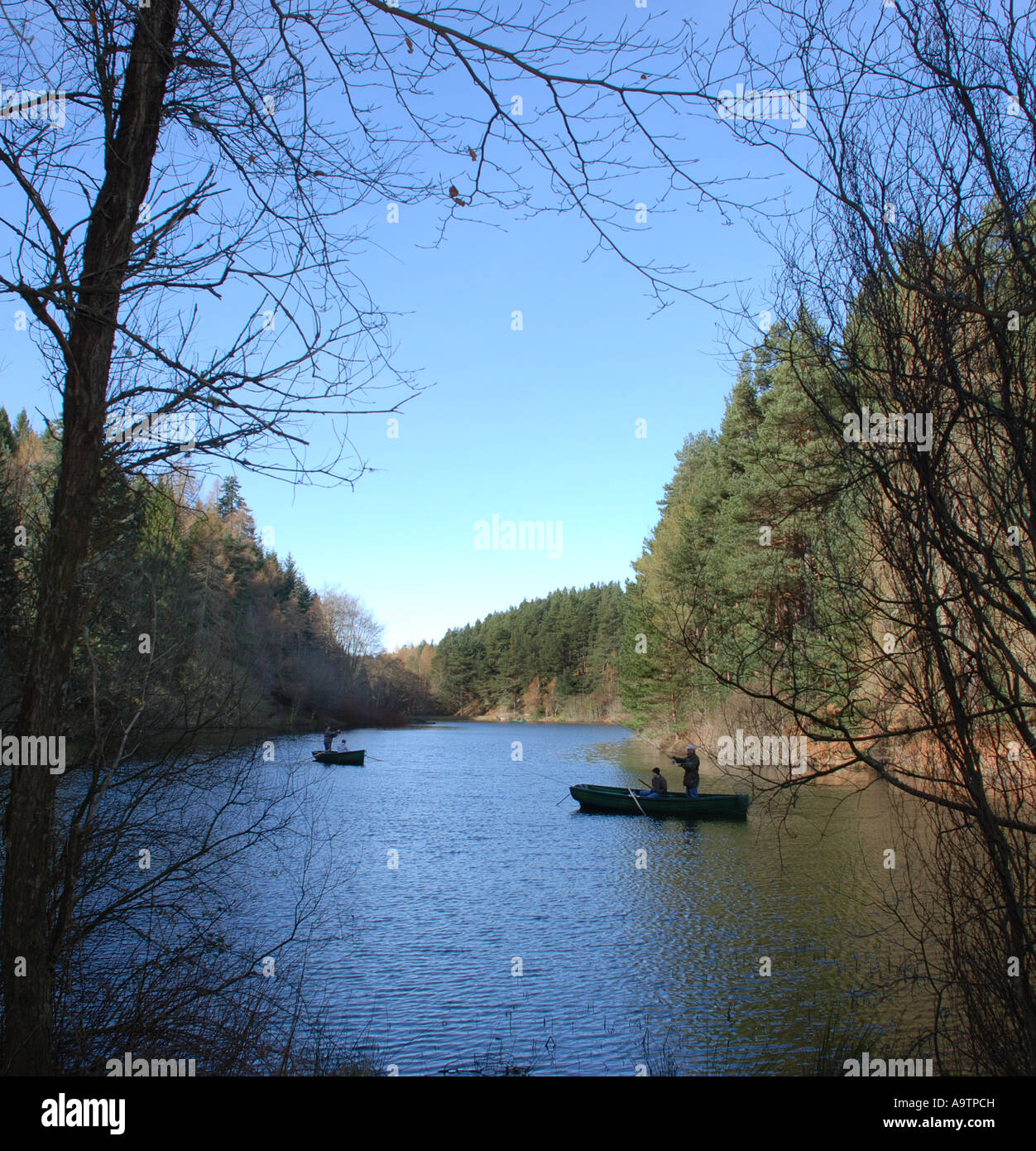 Millbuies loch trout fishing Stock Photo - Alamy