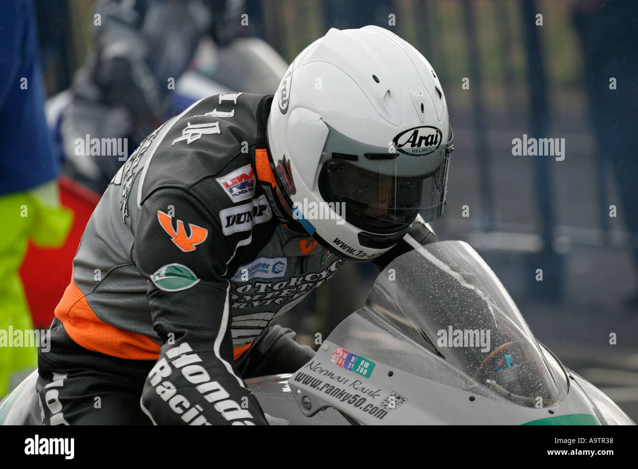 Norman Rank from Germany on his Honda on the grid at the North West 200 ...