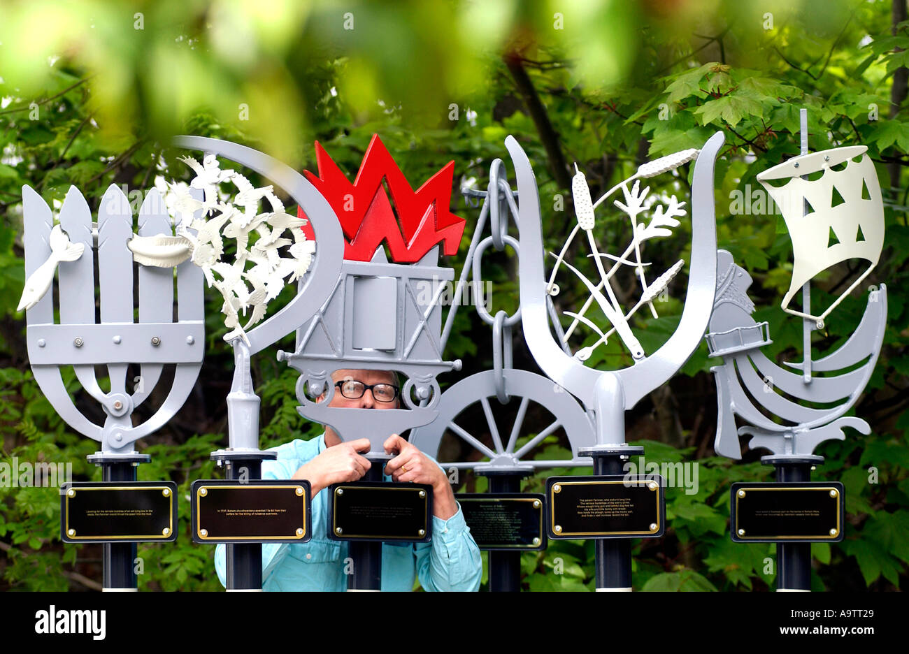 Sculptor Jon Mills with six of his eight Waymarkers commissioned for ...