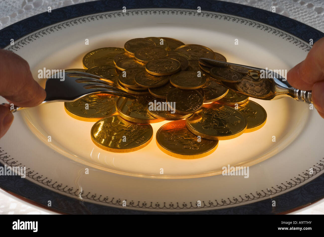 You can't eat money Stock Photo - Alamy
