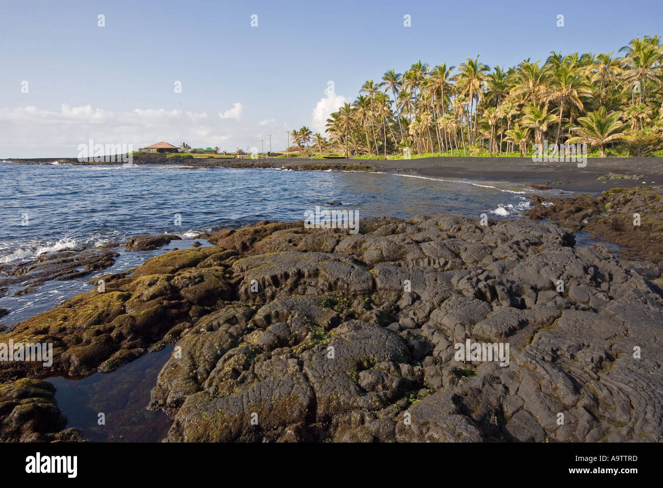 Punaluu Beach Park Island of Hawaii Stock Photo - Alamy