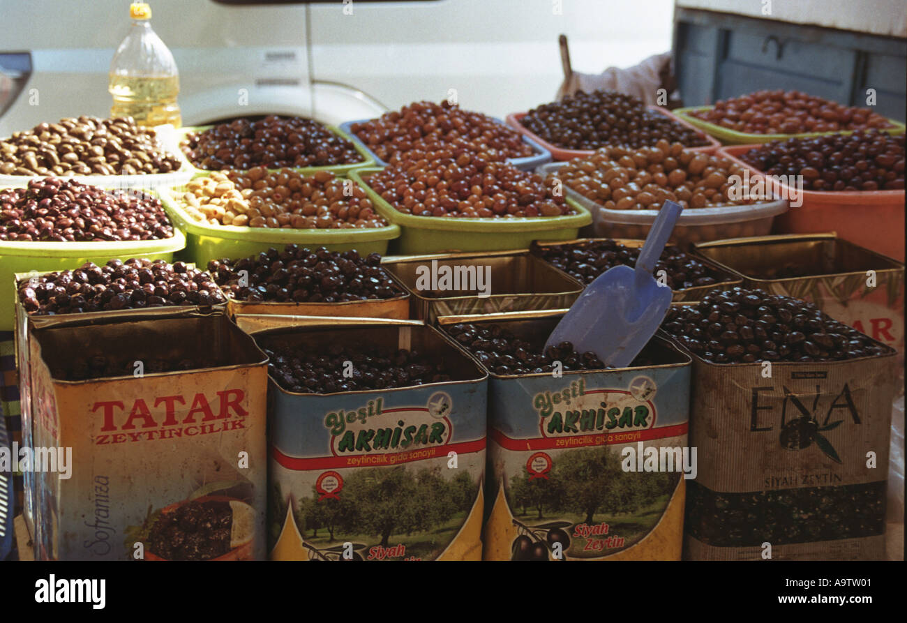 Olive stall Fethiye market Turkey Stock Photo - Alamy