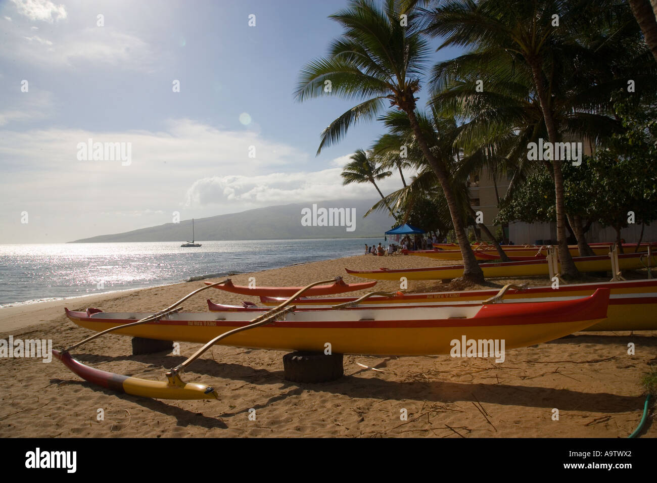 Outrigger Canoes Mai Poina Oe Iau Beach Park Kihei Maui Hawaii Stock ...