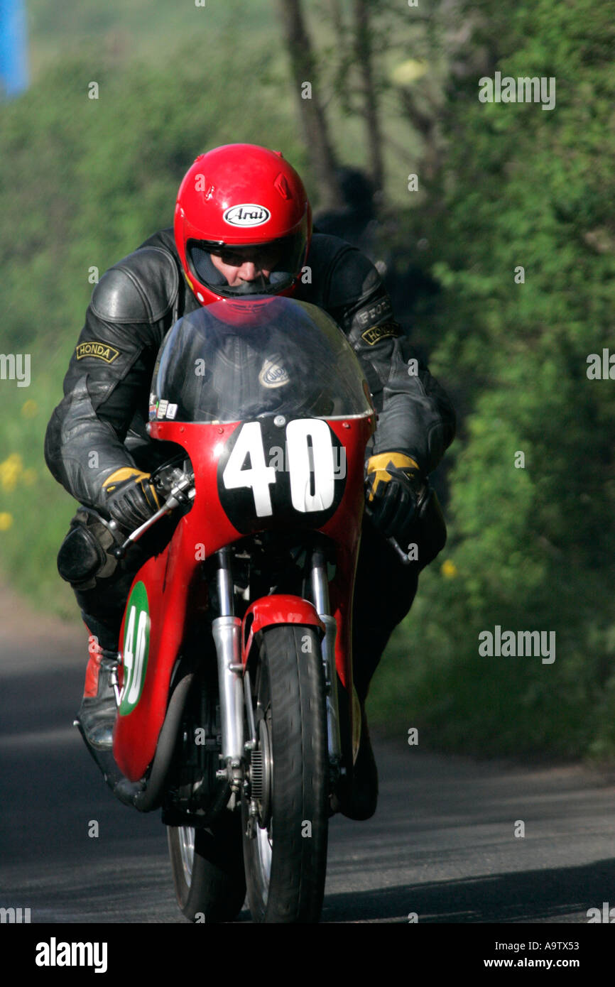 Robert Wright on his classic honda 250 bike at the Cookstown 100 road ...