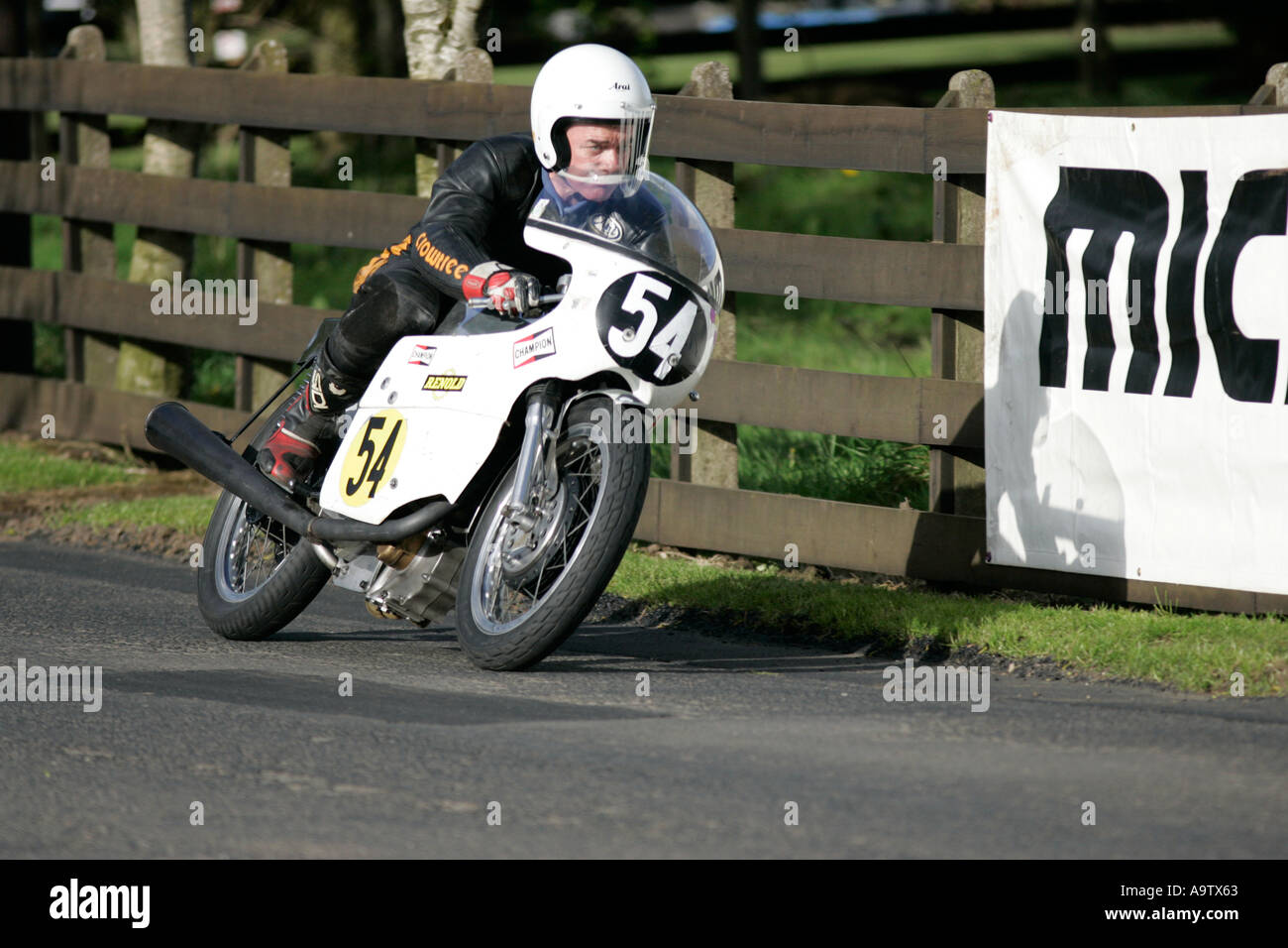 Mick Moreton on his Seeley classic bike at the Cookstown 100 road races ...