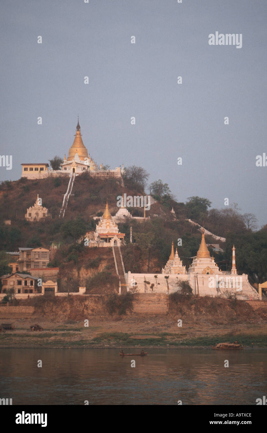 Golden payas along the banks of the Ayeyarwady River Sagaing Sagaing ...