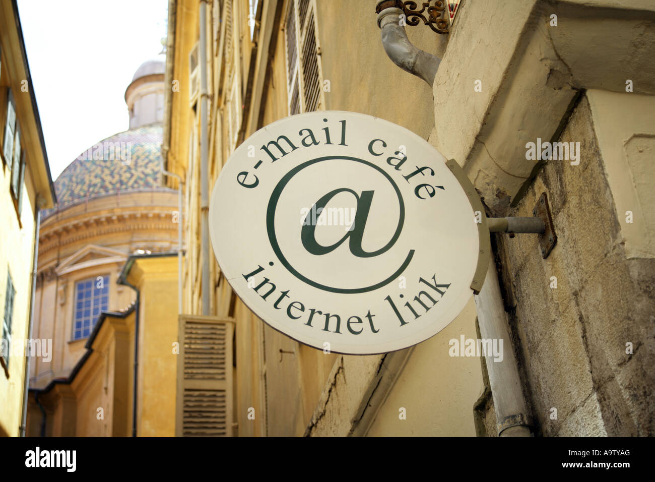 Internet cafe sign in the old town district, Nice France Stock Photo ...