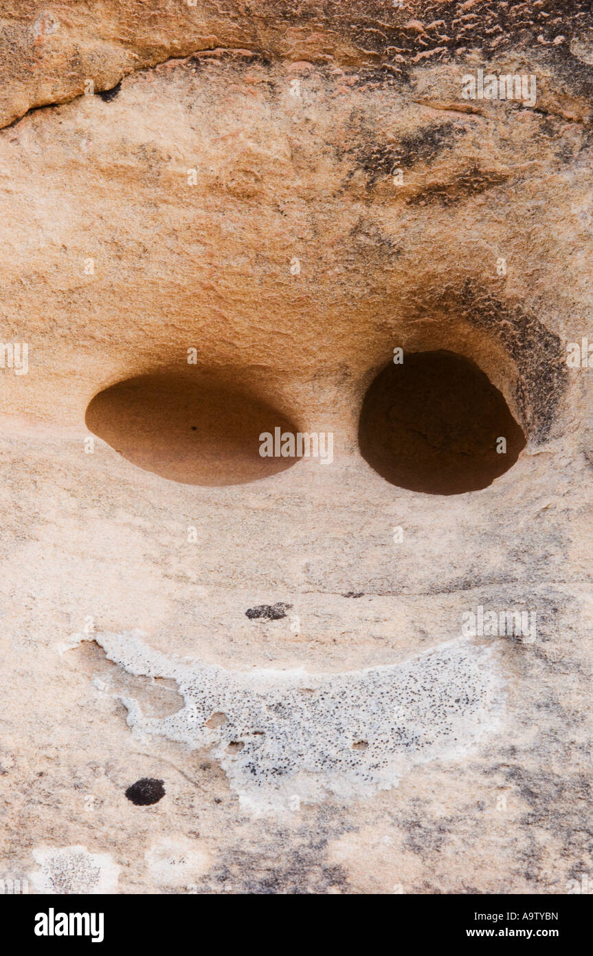 Imagined face in the sandstone in Devil's Garden Utah Stock Photo - Alamy