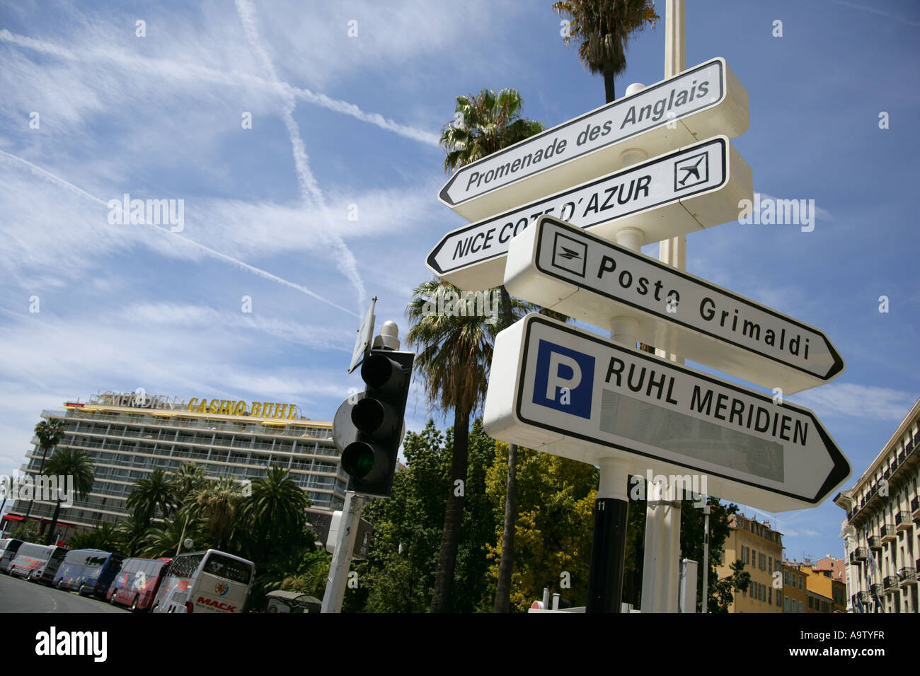 Road signs, Nice town centre, France Stock Photo - Alamy