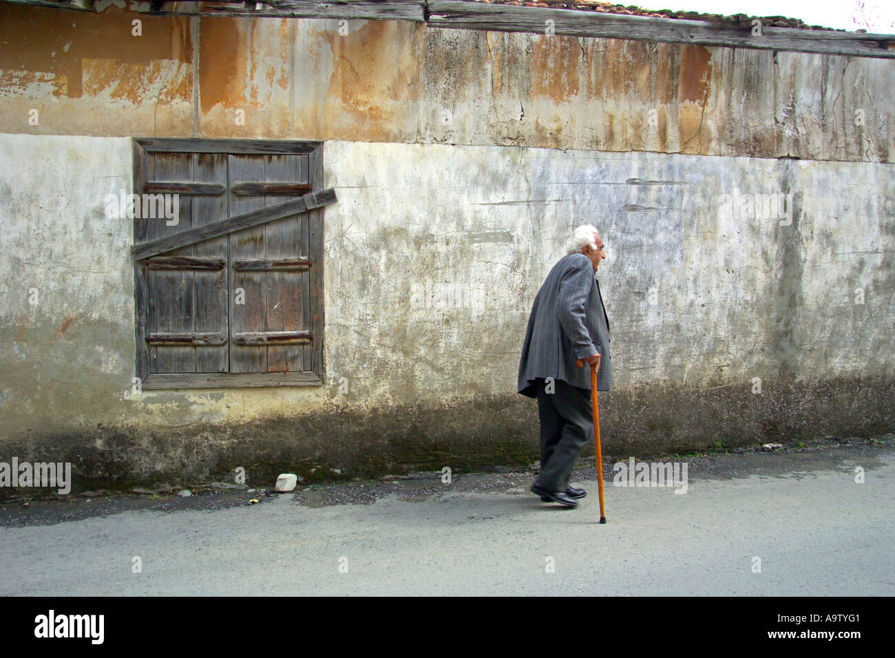 old man walking home in Lefkara village in Cyprus Stock Photo - Alamy