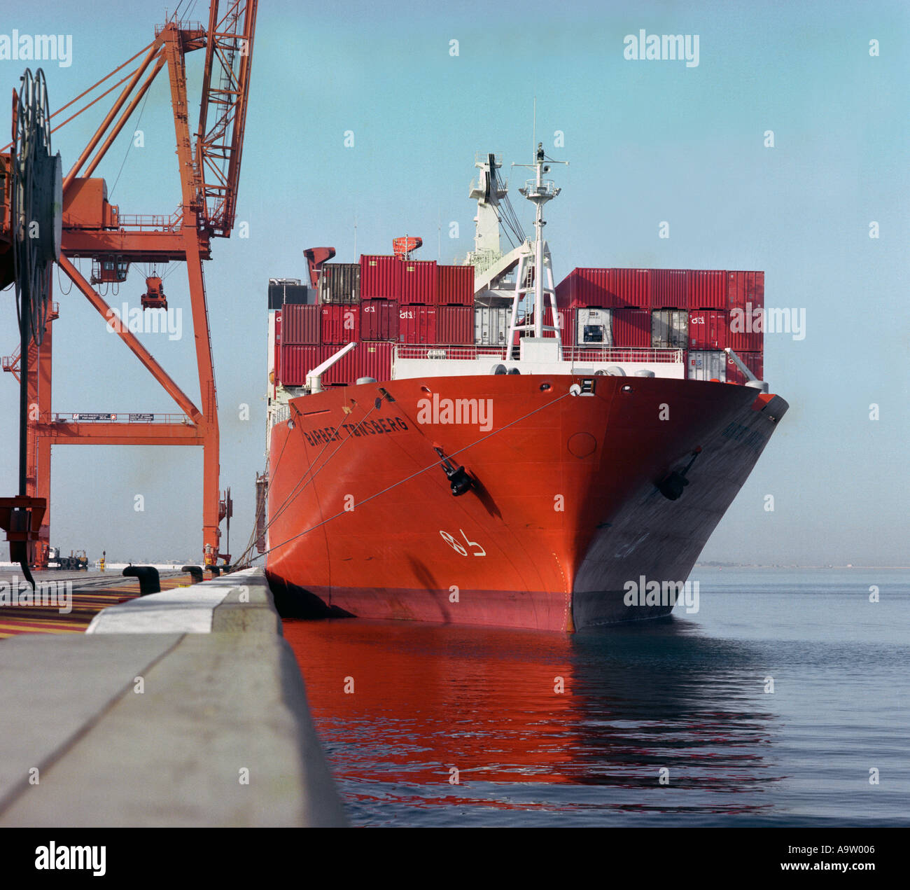 Container Ship Barber Tonsberg in Mina Sulman Port Bahrain Stock Photo ...