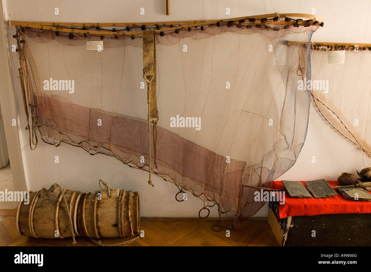 Traditional fishing nets in Fishing Museum, Komiza, Vis Island Croatia ...