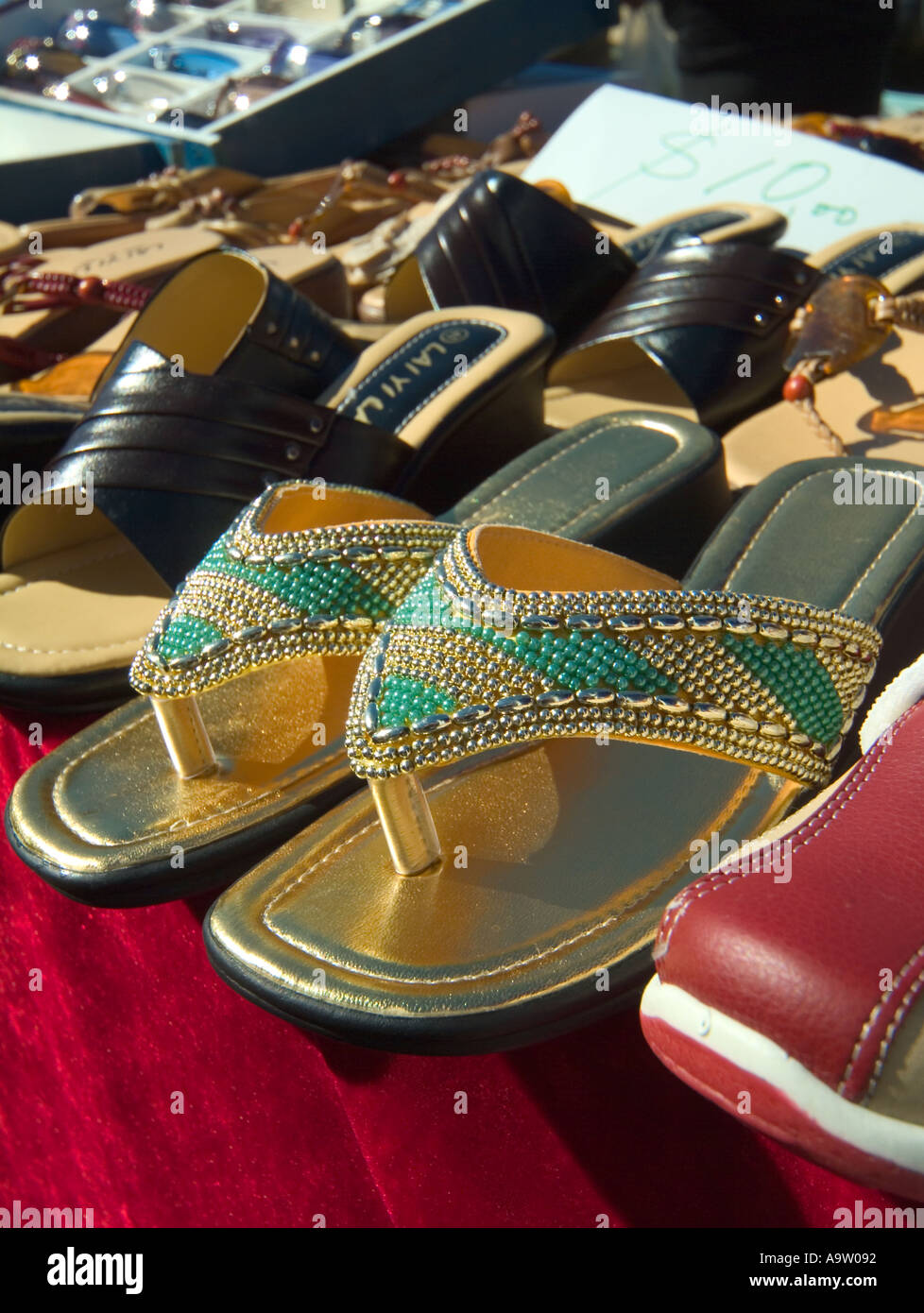 decorative shoes sandals on a market stall Stock Photo - Alamy