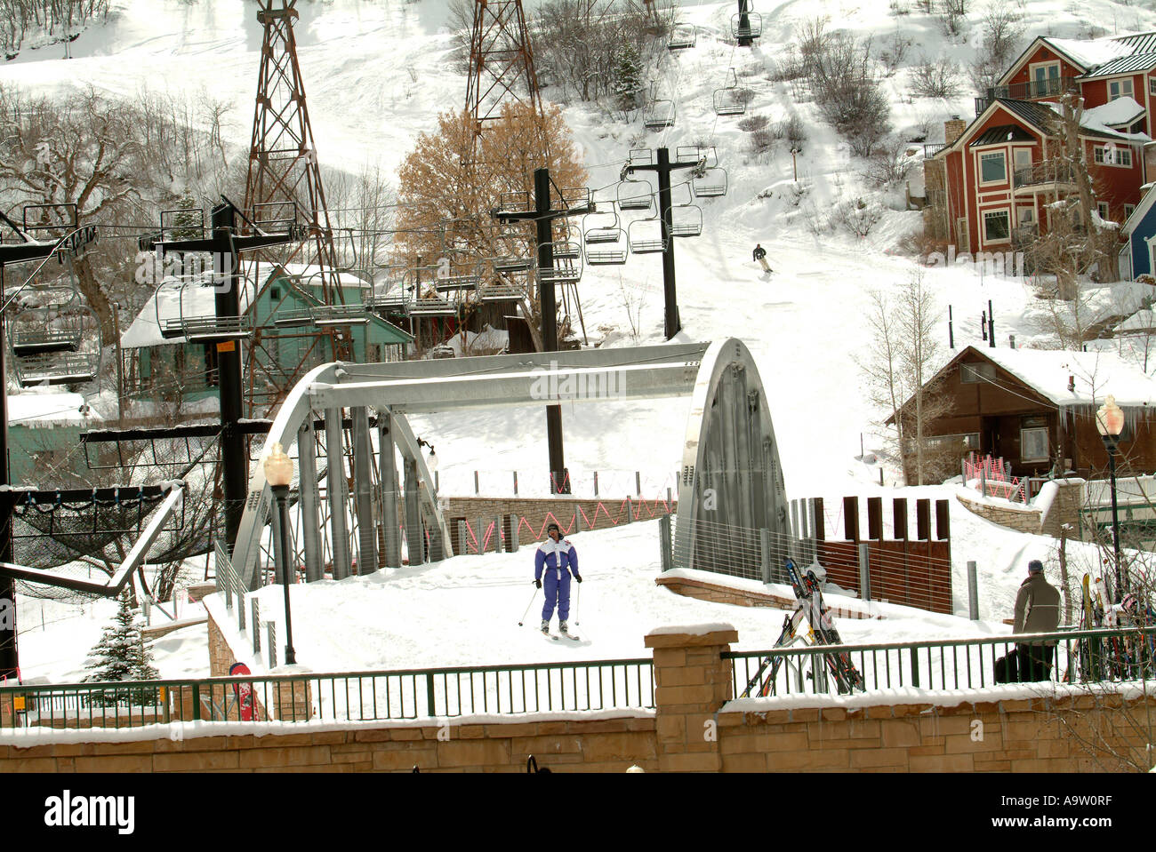 Town Lift Bridge over Park Ave, Old Town Park City Utah USA Stock Photo ...