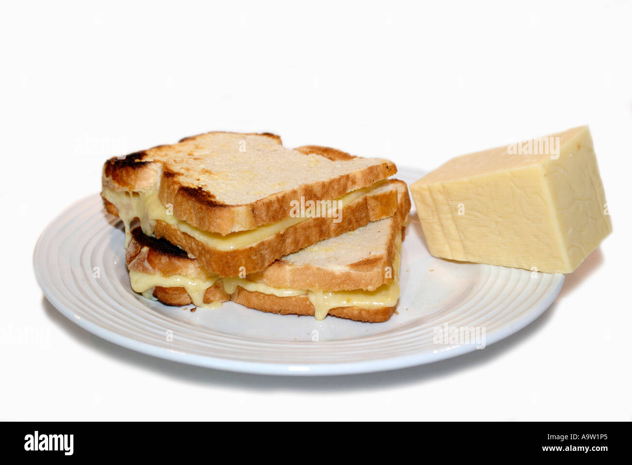 Toasted Cheddar Cheese sandwich with the liquified cheese oozing out ...