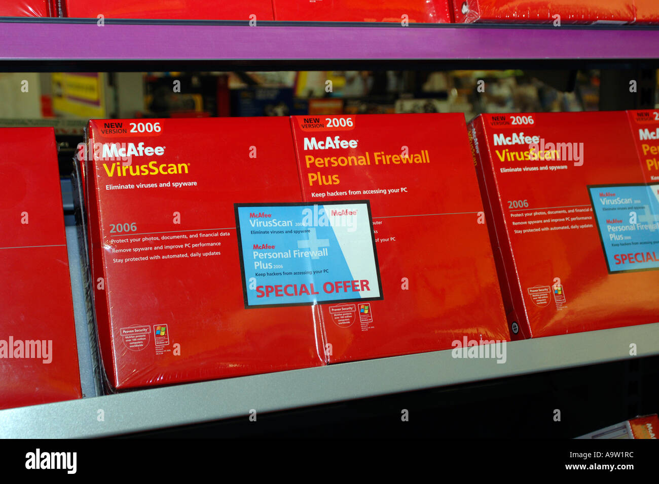 Computer Firewall Software on the shelf in a retail store Stock Photo ...