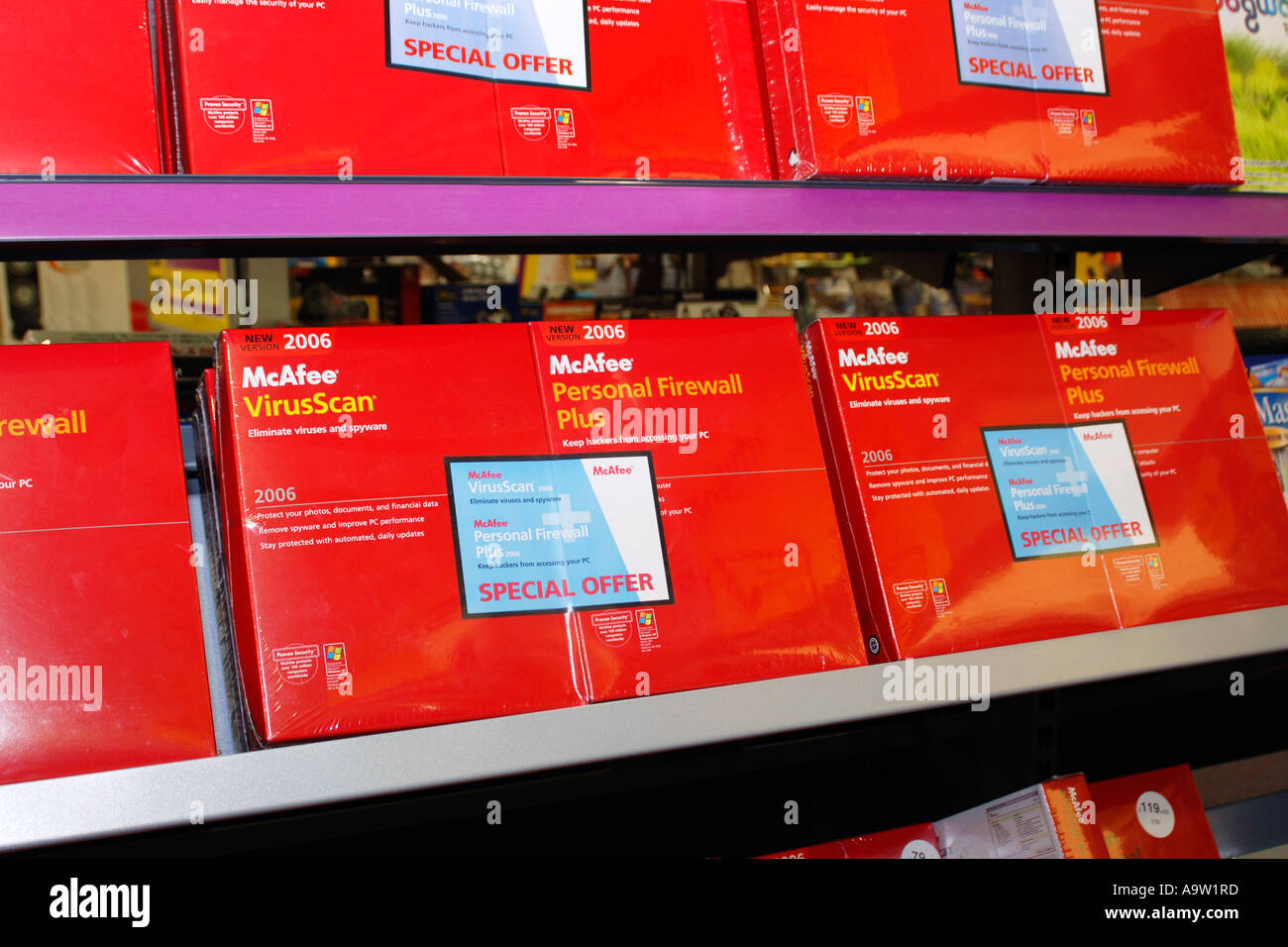 Computer Firewall Software on the shelf in a retail store Stock Photo ...