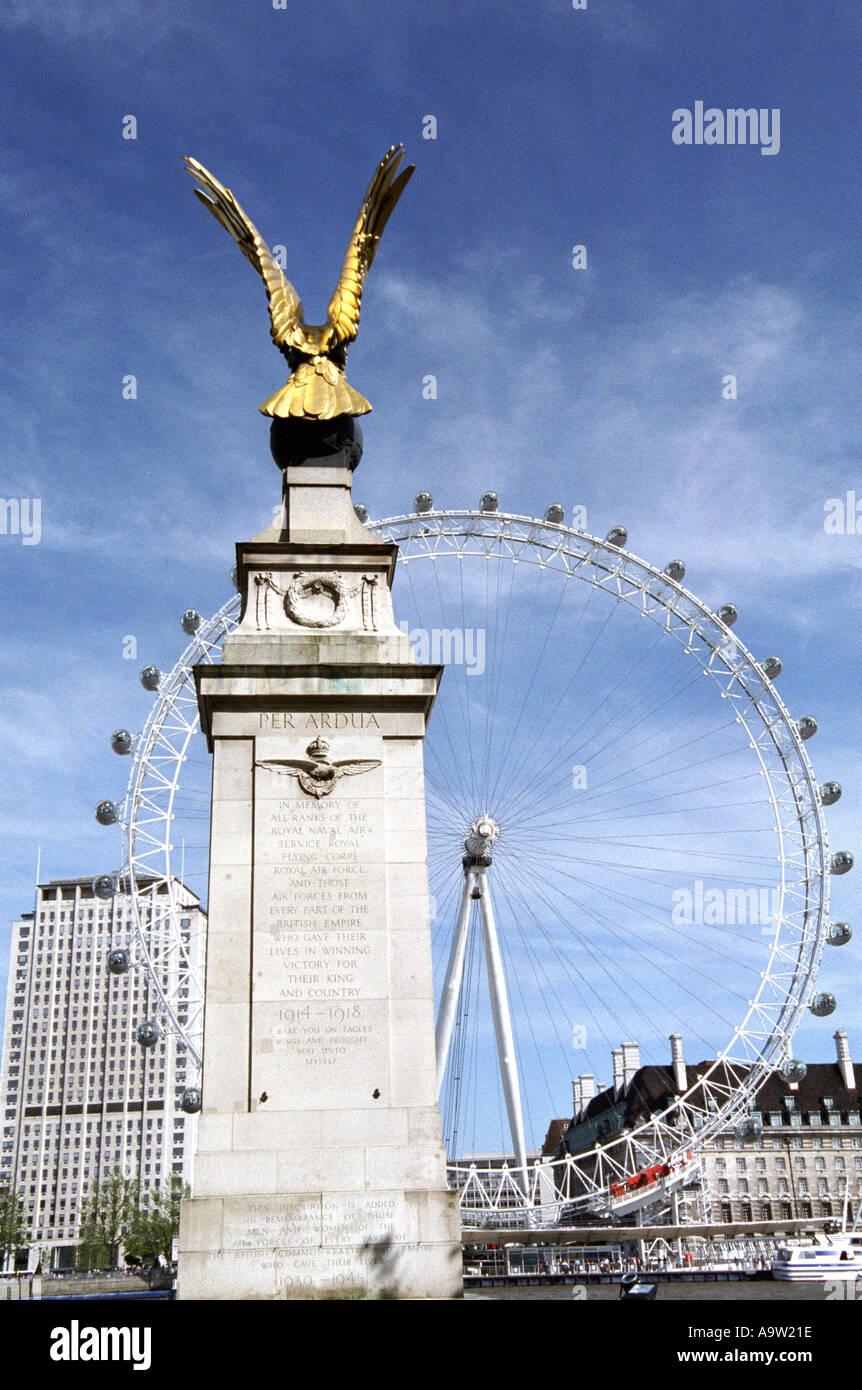 London Eye and monument England Stock Photo - Alamy