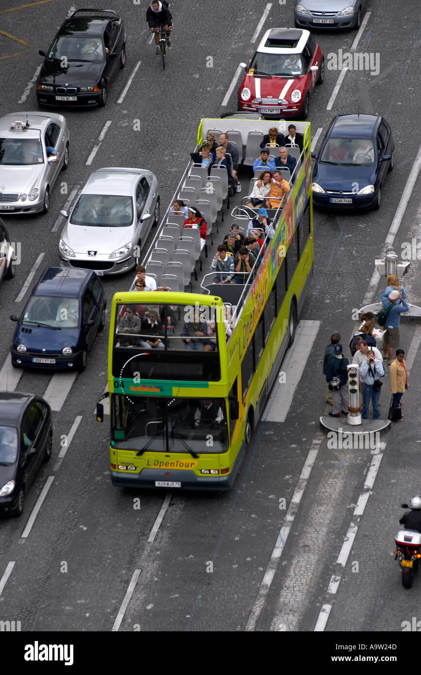 L'Open Tour bus in Avenue des Champs Elysees Paris France Stock Photo ...