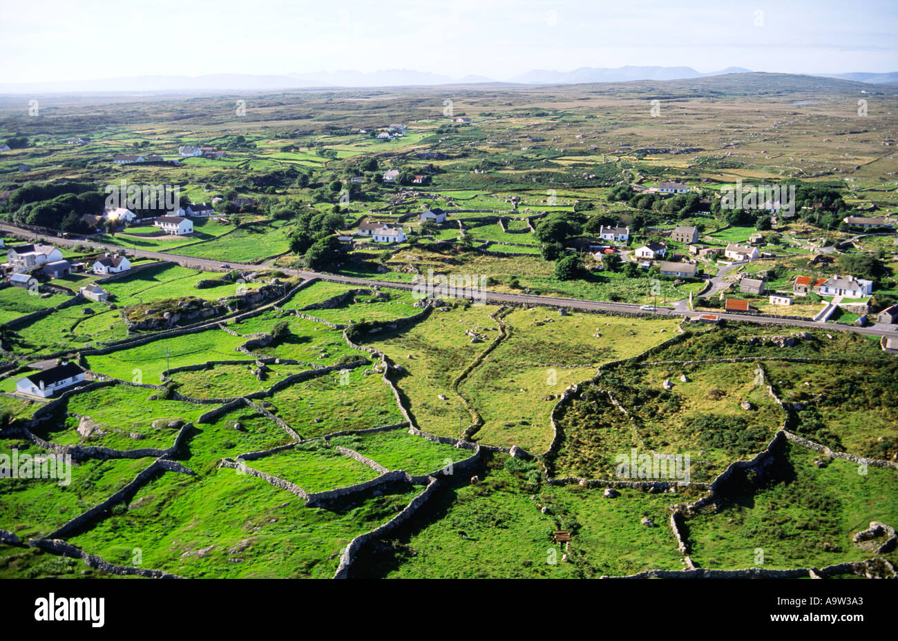 Farming landscape near Rossaveel in the Connemara region of County ...
