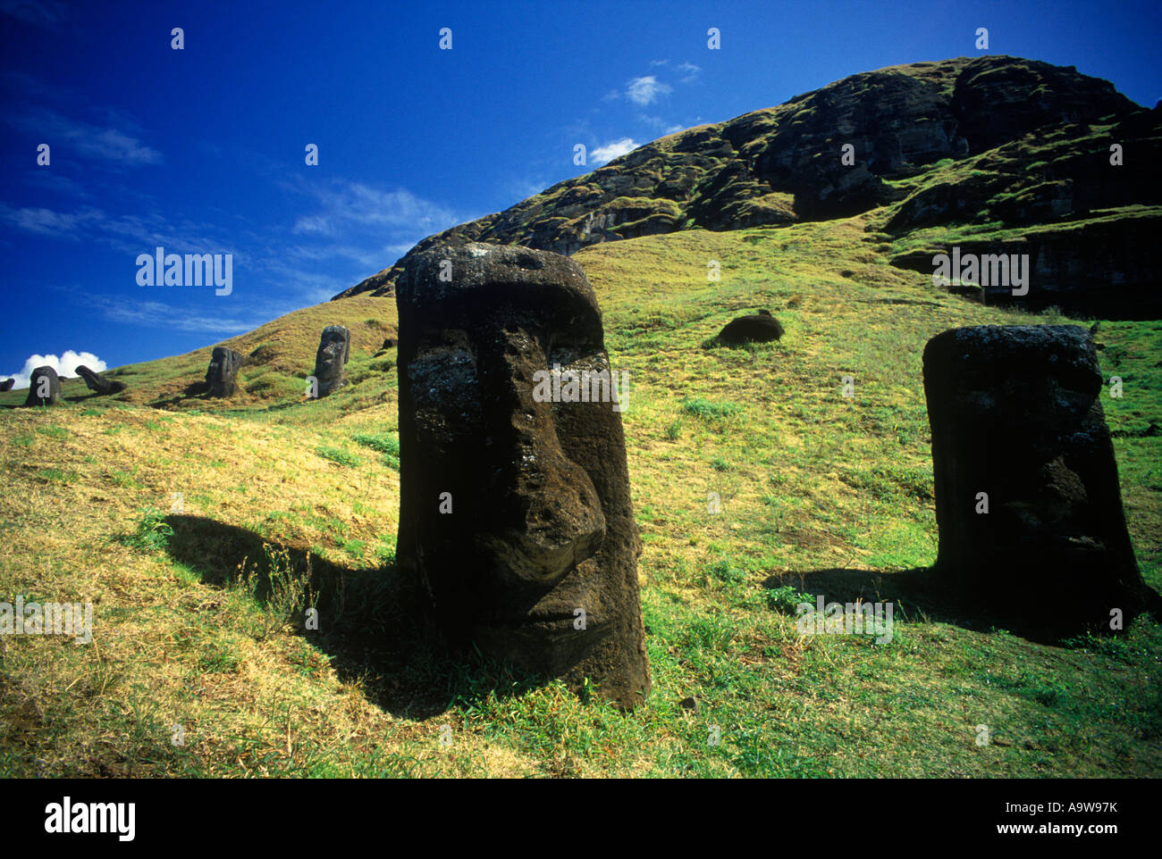 1993 HISTORICAL STONE MOAI HEAD STATUES RANO RARAKU EASTER ISLAND RAPA ...