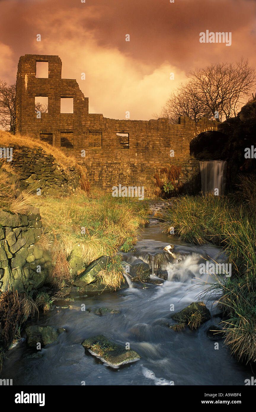 Derelict C18th water powered industrial mill in the Cheesden Valley ...