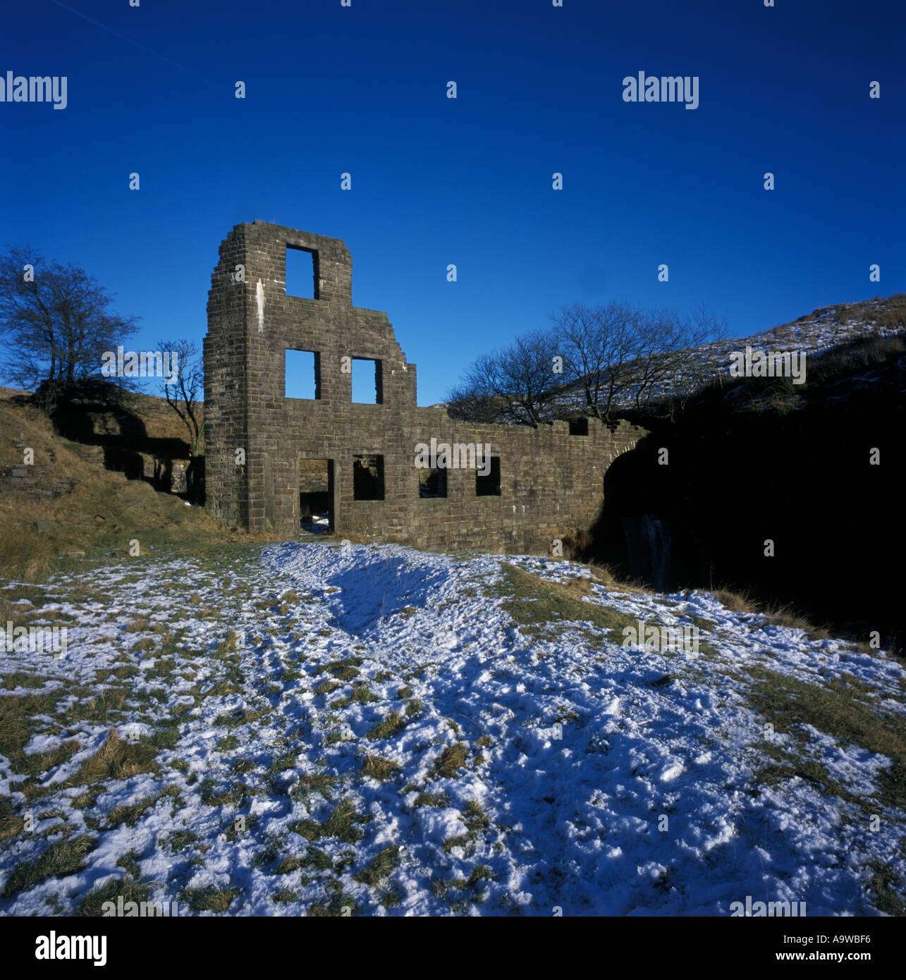 Derelict C18th water powered industrial mill in the Cheesden Valley ...