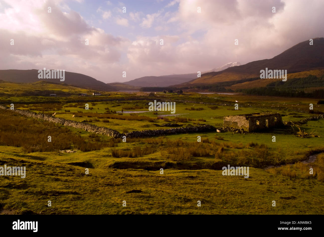 derelict stone cottage in a valley on the Isle of Skye Scotland Stock ...