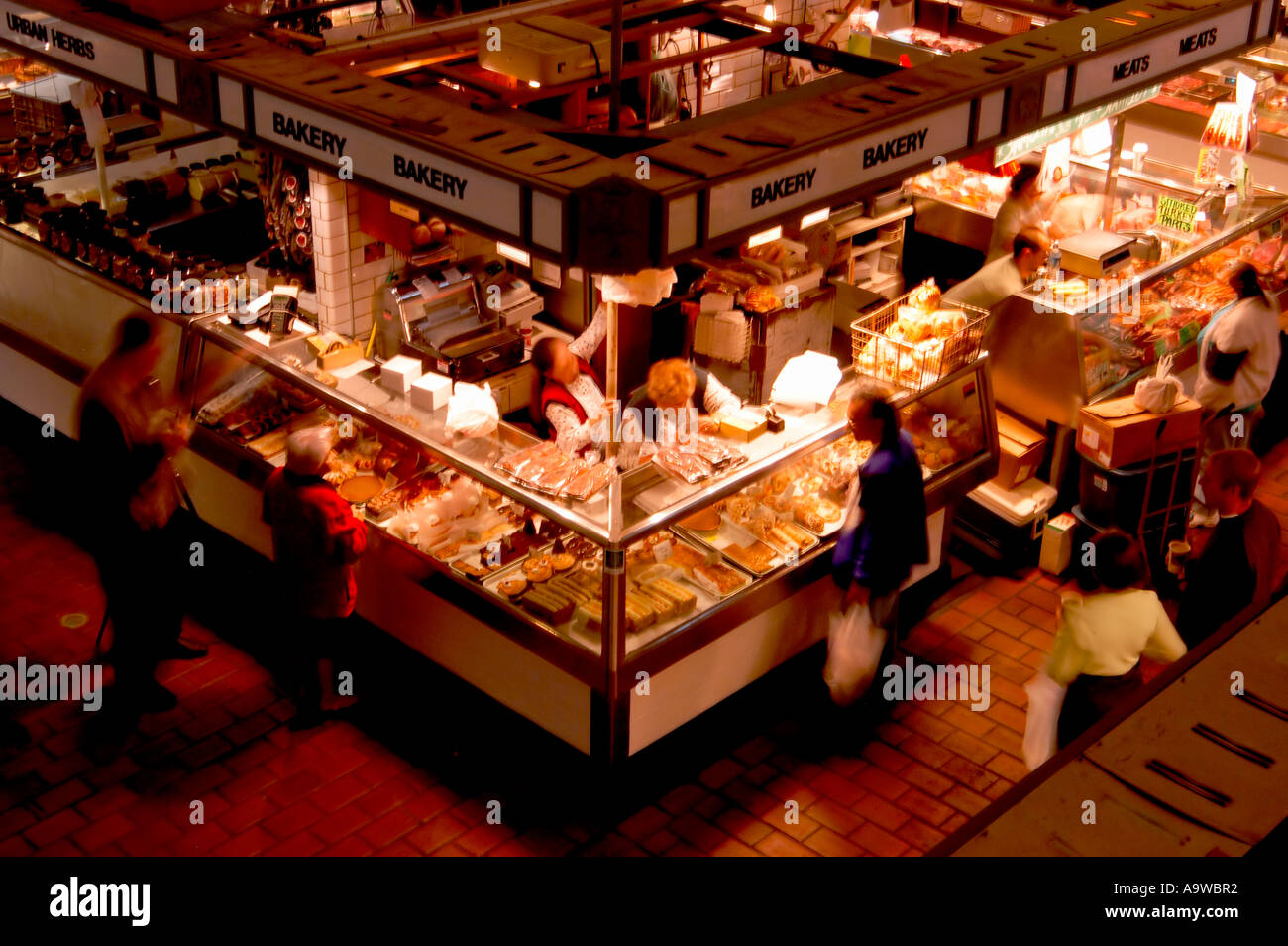 Indoor food market offers fresh vegetables fresh meat and fresh bakery ...