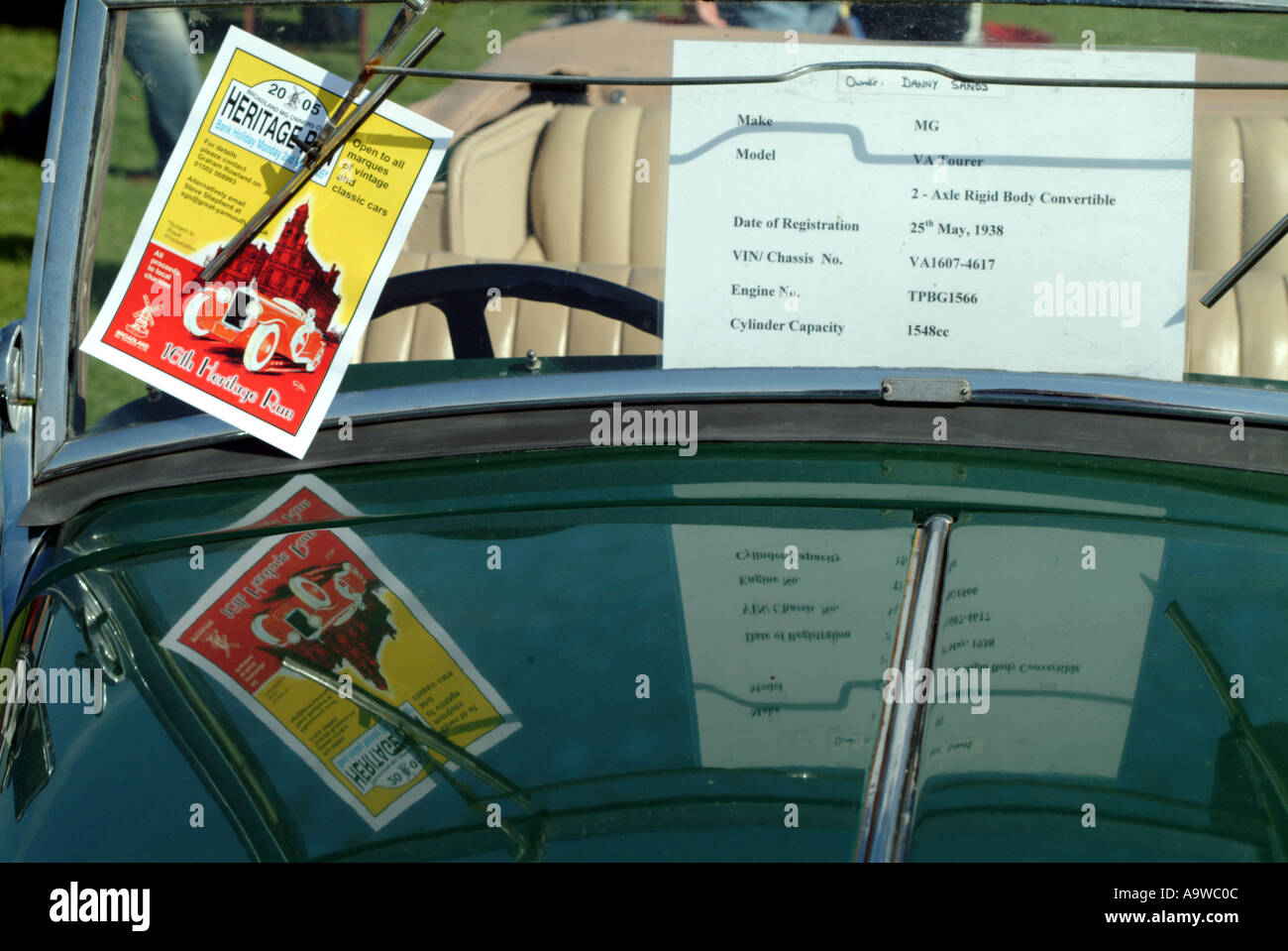 Signs on windscreen of classic car Stock Photo - Alamy