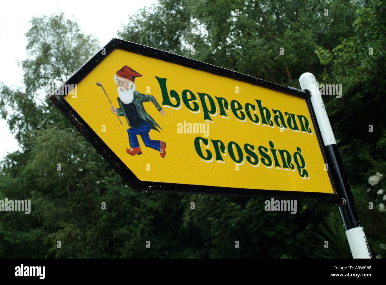 Leprechaun crossing sign Killarney Ring of Kerry Ireland Stock Photo ...