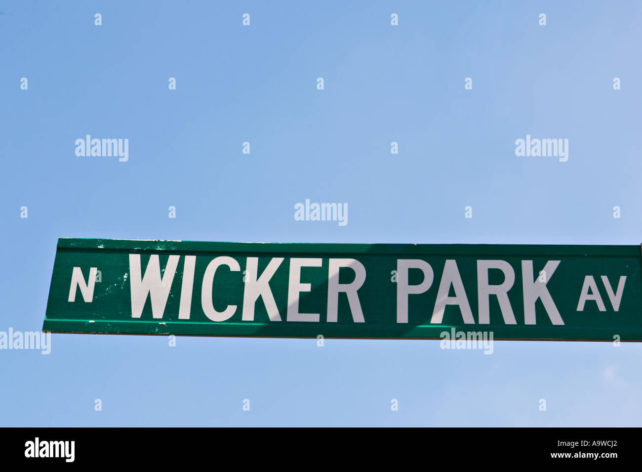 ILLINOIS Chicago Wicker Park Avenue street sign Bucktown neighborhood ...