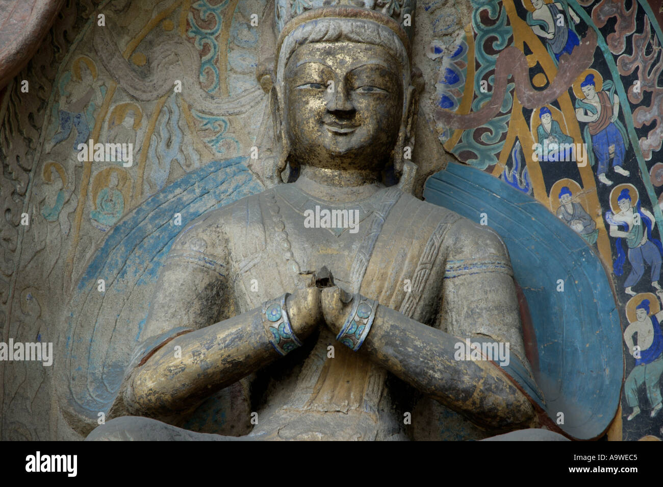 China shanxi yungang shiku caves near datong buddha carved inside a ...
