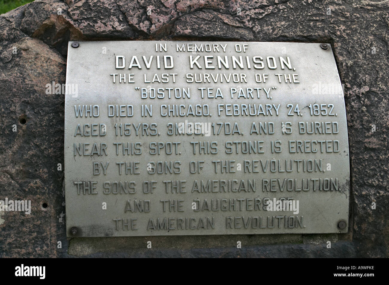 PARKS Chicago Illinois Stone with plaque marking gravesite of David ...