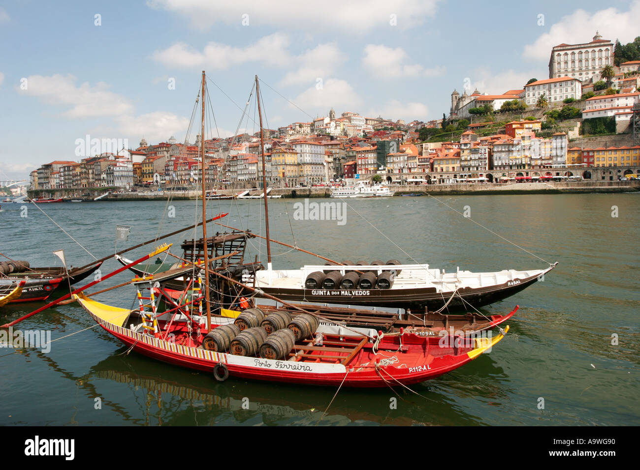 Barcos rabelos boats on the River Douro in Porto Portugal Stock Photo ...