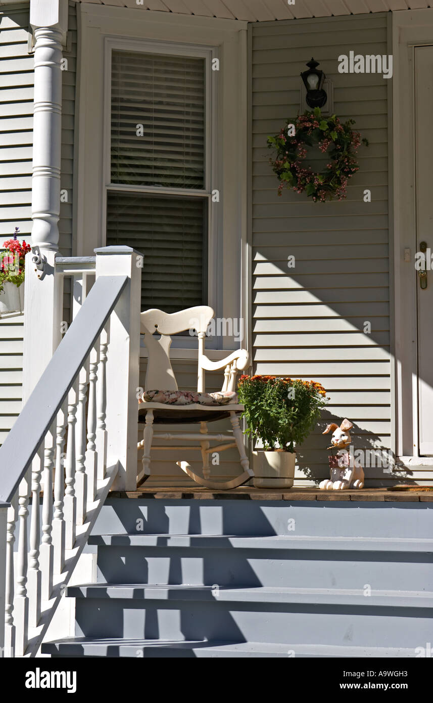 STREET SCENE Chicago Illinois Wooden front porch on urban woodframe ...