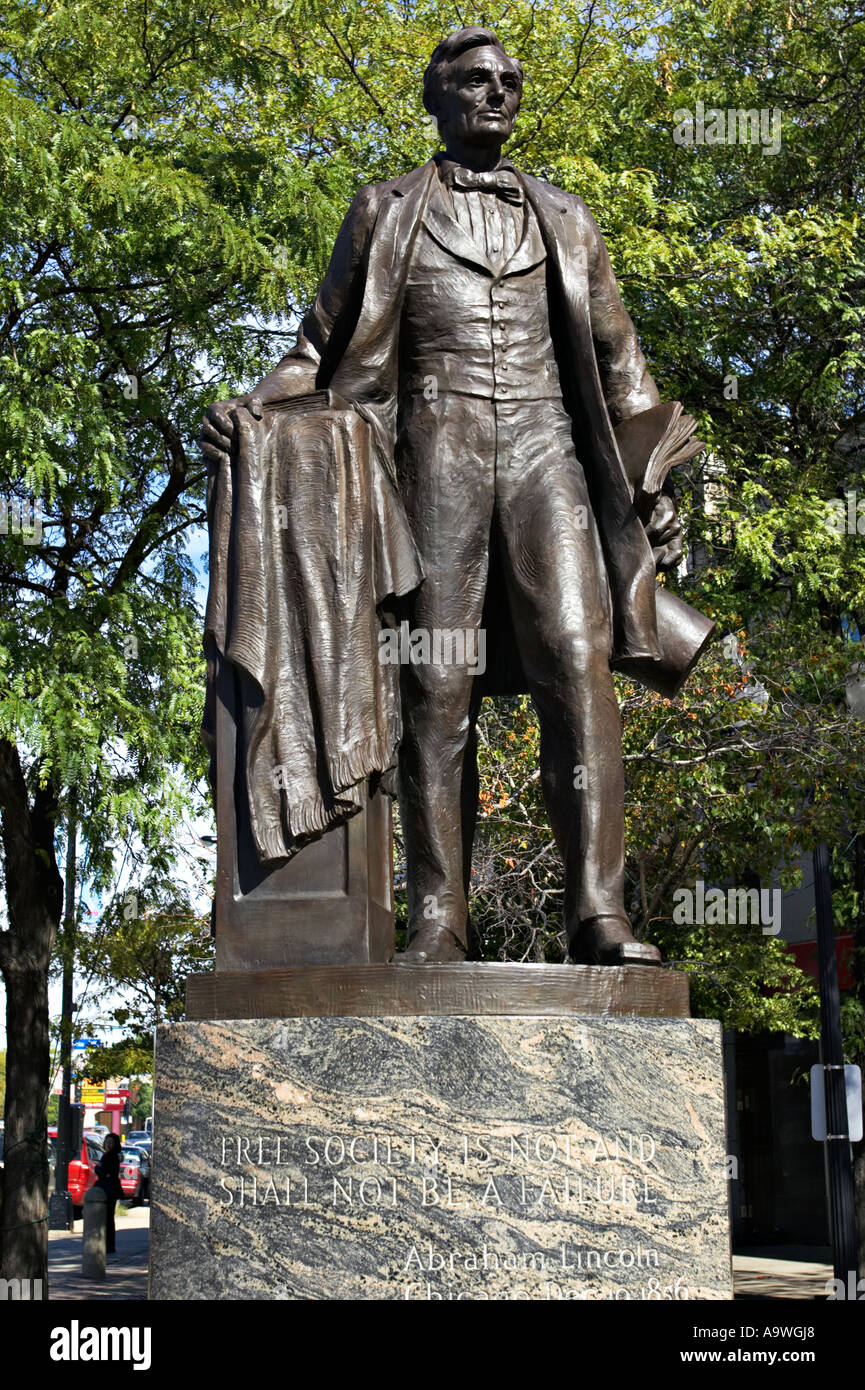 STREET SCENE Chicago Illinois Lincoln Statue 1956 located at Western ...