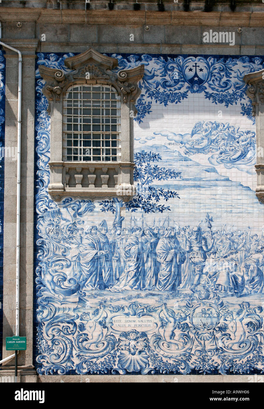 Azulejos tile mural on The Carmo Church in Porto Portugal Stock Photo ...