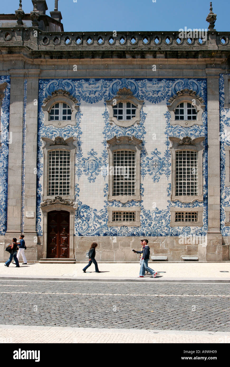 Azulejos tile mural on The Carmo Church in Porto Portugal Stock Photo ...