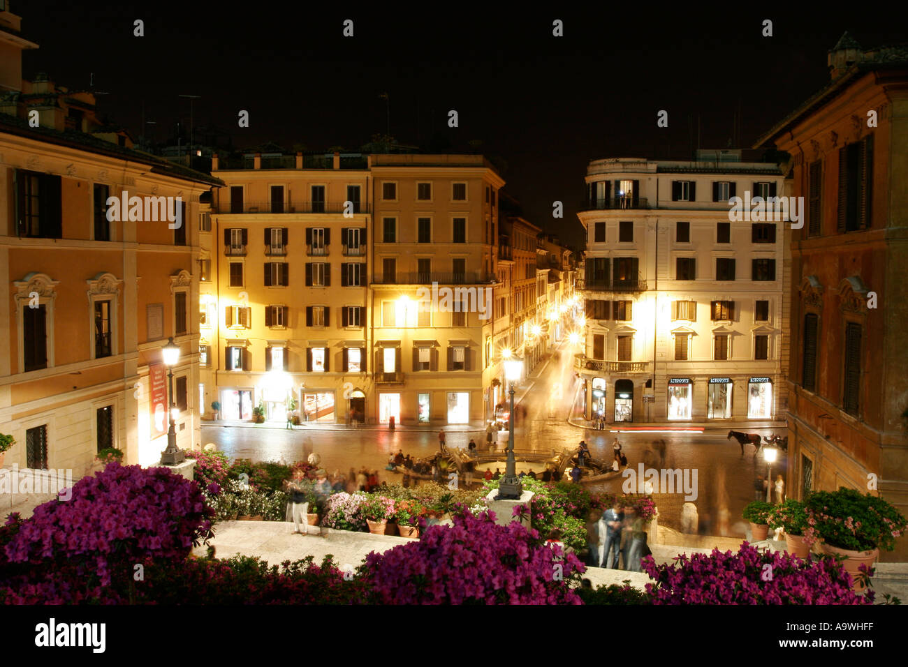 Spanish Steps and Piazza di Spagna at night in Rome Italy Stock Photo ...