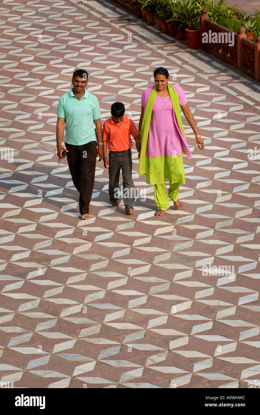 Tiled footpath around the Taj Mahal Agra Uttar Pradesh India Stock ...