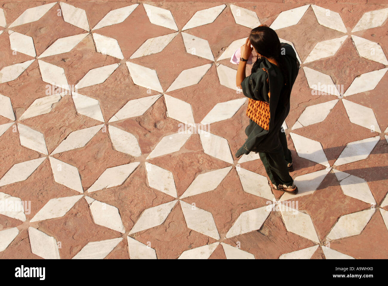 Tiled footpath around the Taj Mahal Agra Uttar Pradesh India Stock ...