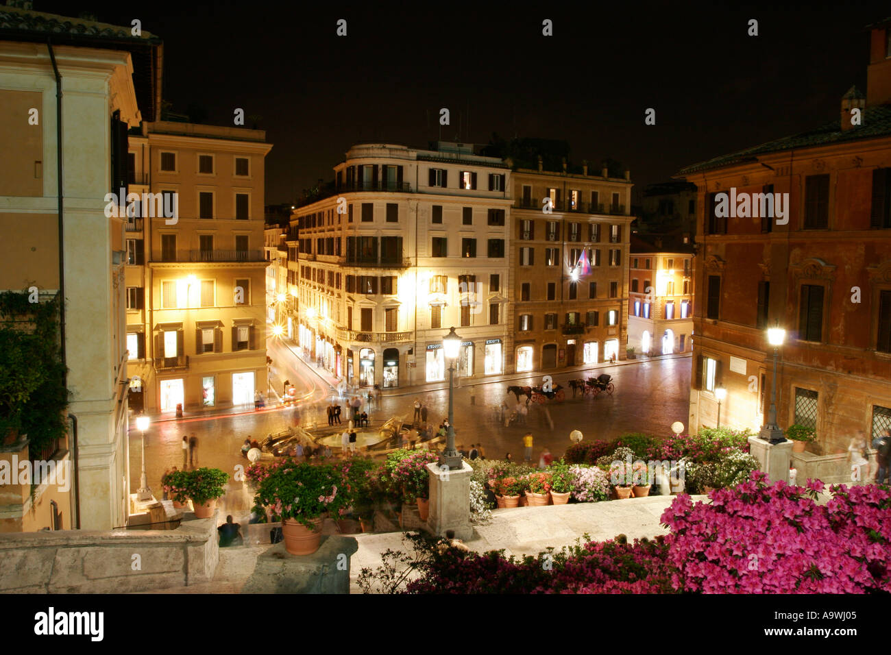 Spanish Steps and Piazza di Spagna at night in Rome Italy Stock Photo ...