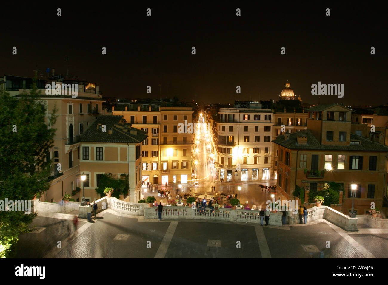 Spanish Steps and Piazza di Spagna at night in Rome Italy Stock Photo ...