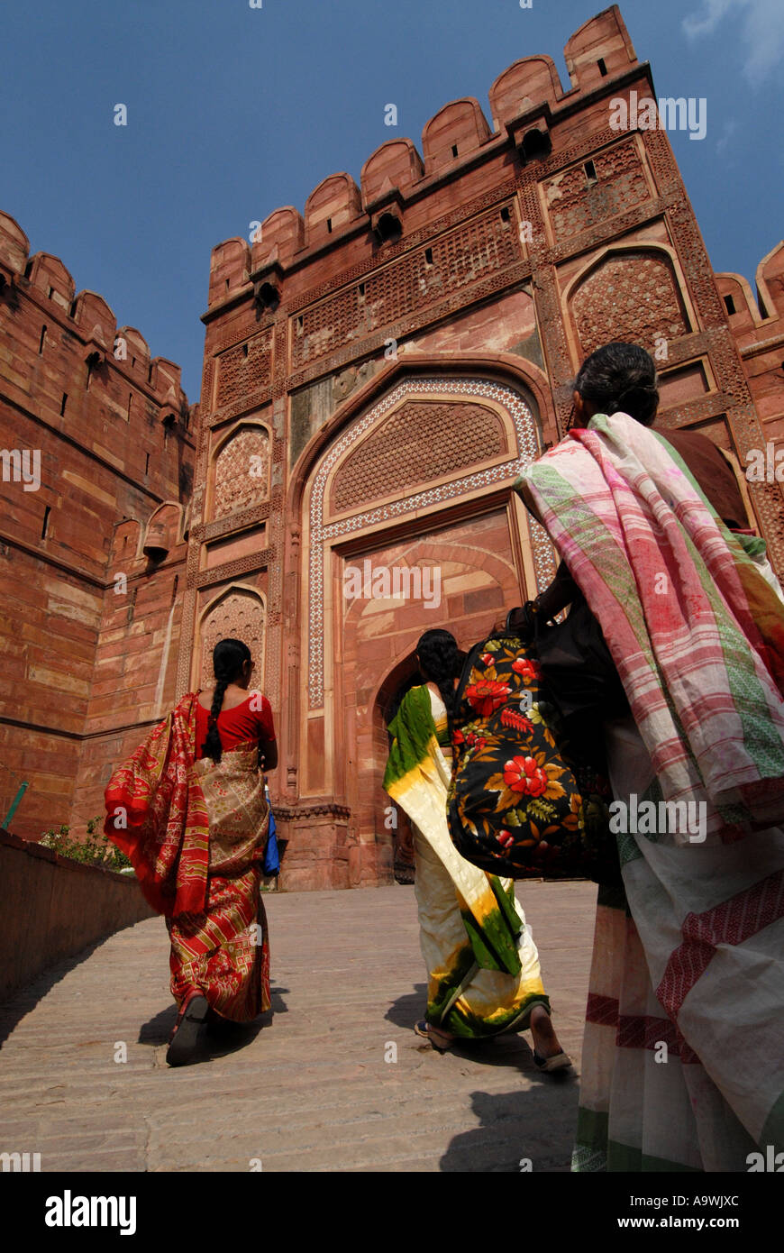 3 Women inside Agra fort Uttar Pradesh India Stock Photo - Alamy