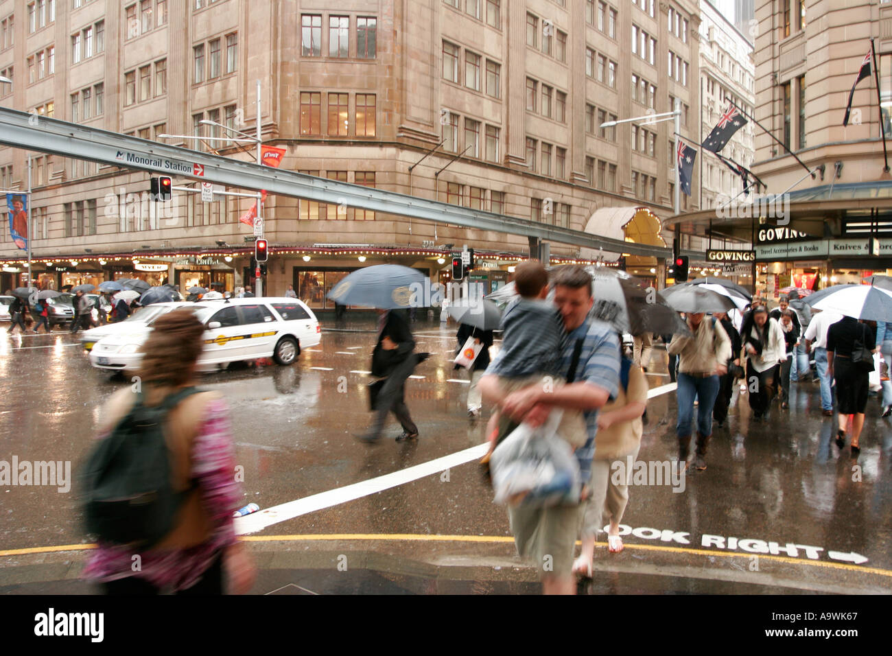 Street scene in sydney australia in the rain Stock Photo - Alamy
